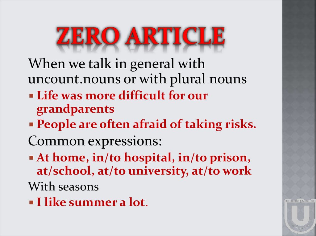 Indefinite Article Definite Article 