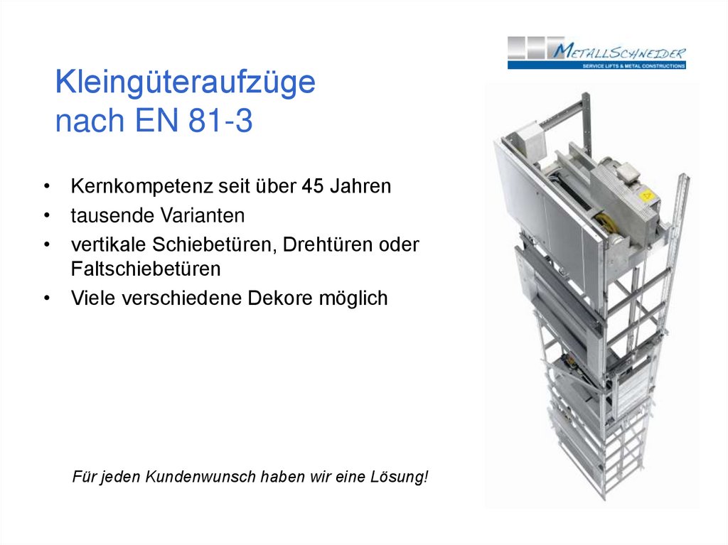 Güteraufzüge rund um die Welt! - online presentation