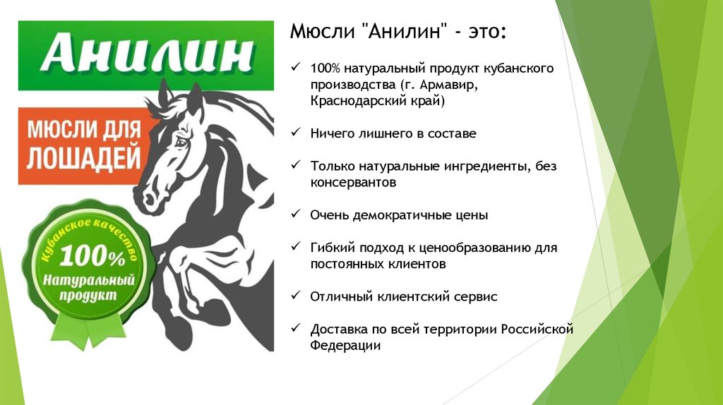 Мюсли для лошадей "Анилин" - презентация онлайн