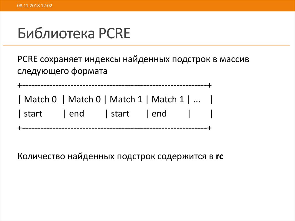 Программирование в среде UNIX. Библиотека PCRE - презентация онлайн