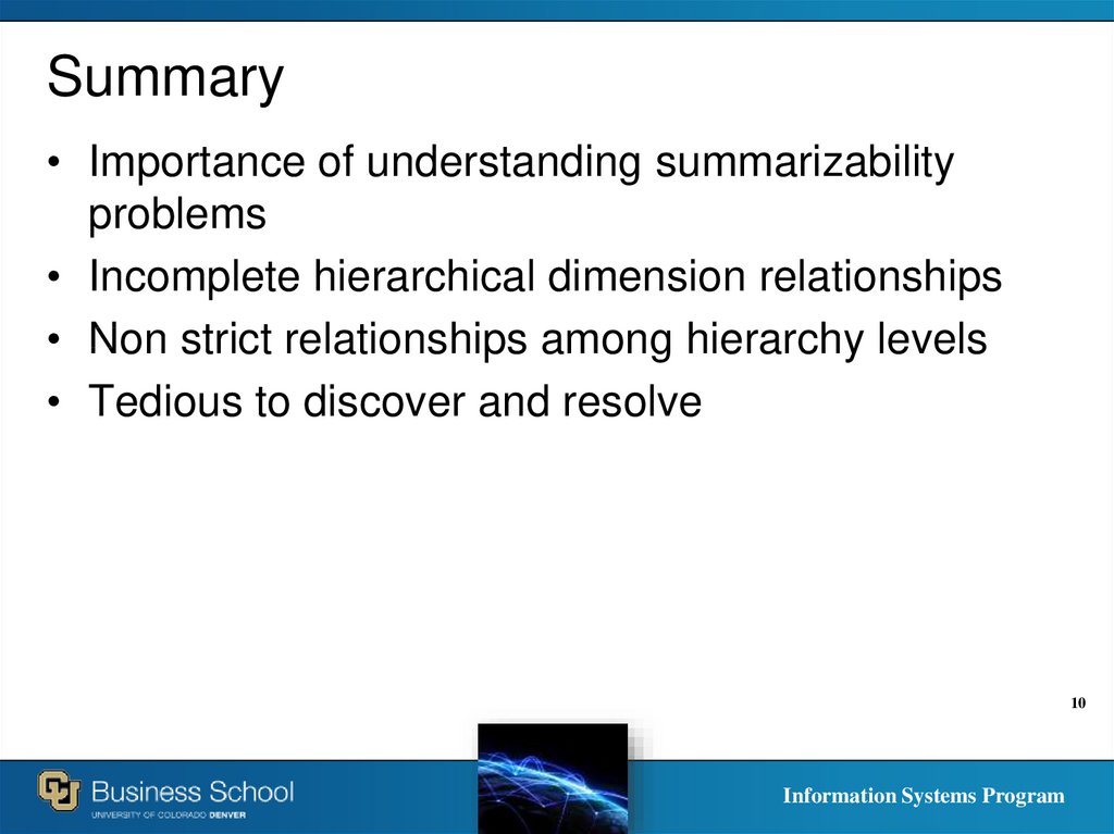 Summarizability Patterns for Dimension Tables - online presentation