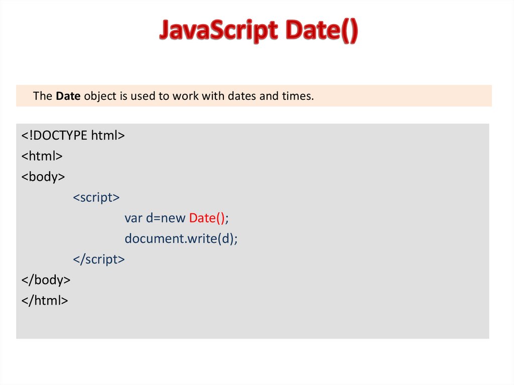 JavaScript Date Online Presentation